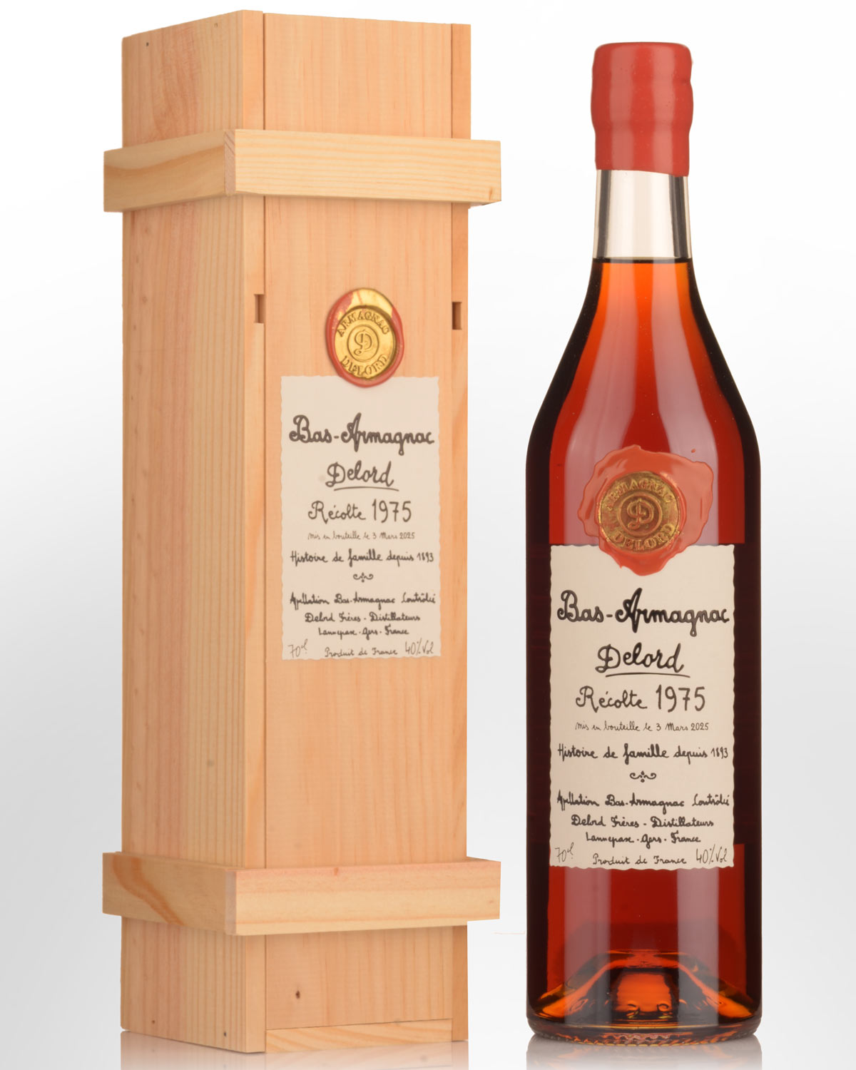 Vsop Brandy Old ARMAGNAC 1975 By DELORD In Wooden Box Brandy Vsop